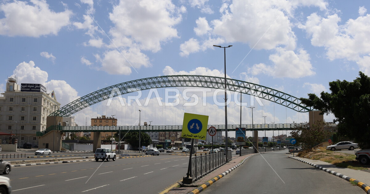 The mountainous nature of Taif city, various modern buildings, lighting ...