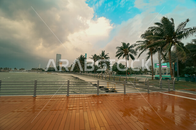 Jeddah Waterfront during the day, famous landmarks and tourist areas ...