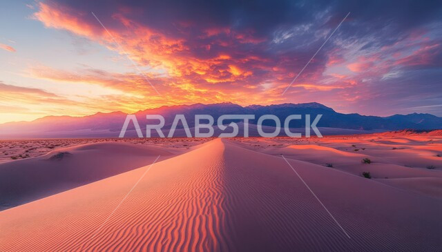 Soft golden sand and sand dunes in desert nature areas, hills, plateaus ...