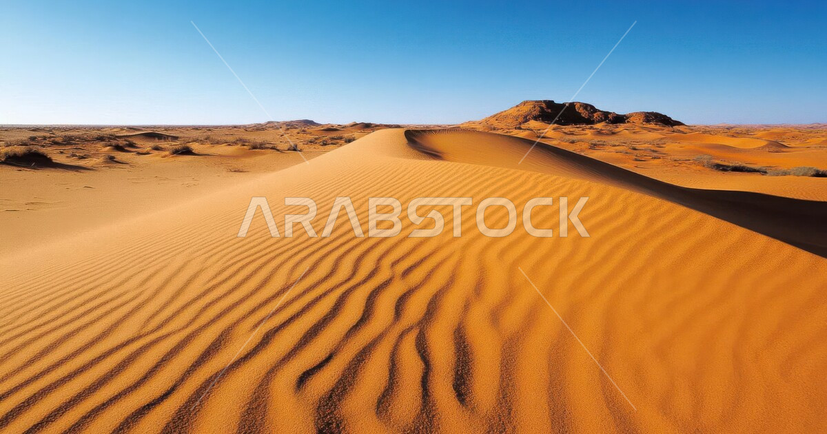 Sandy environment in the desert of Saudi Arabia, soft golden undulating ...