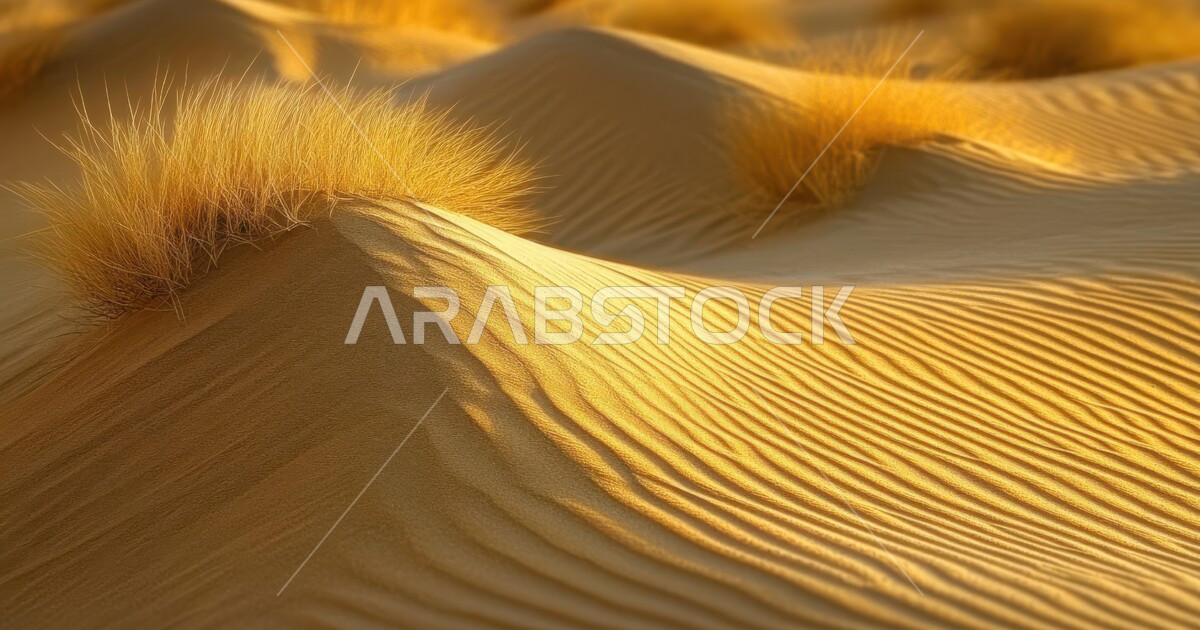 Growth of plants and thorny herbs in the desert of Saudi Arabia, desert ...