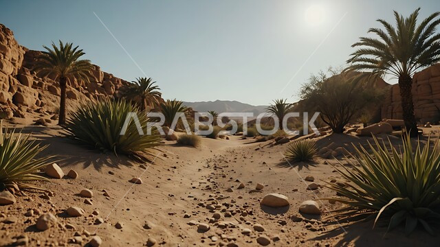 Growth of thorns and herbs in the wilds of Saudi Arabia, wild plants ...