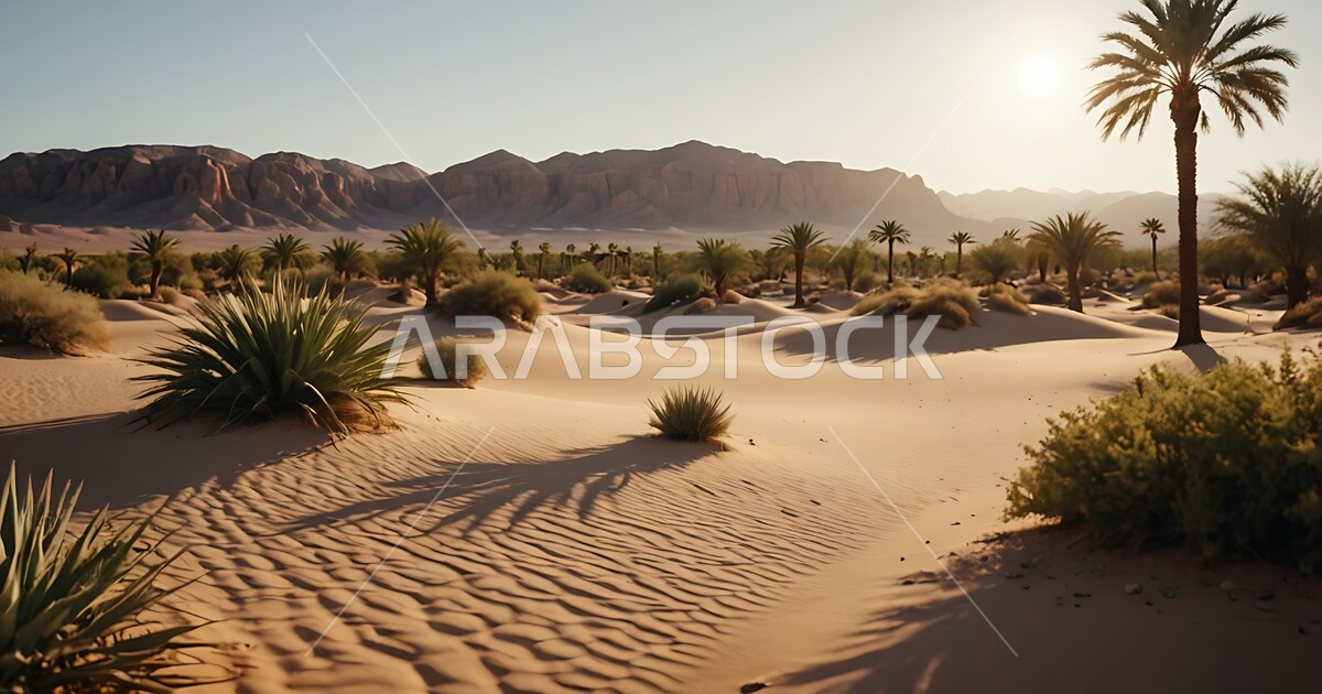 Growth of thorns and herbs in the wilds of Saudi Arabia, wild plants ...