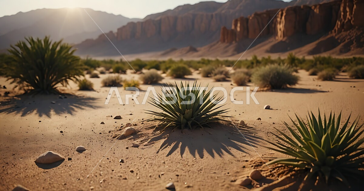 Growth of thorns and herbs in the wilds of Saudi Arabia, wild plants ...