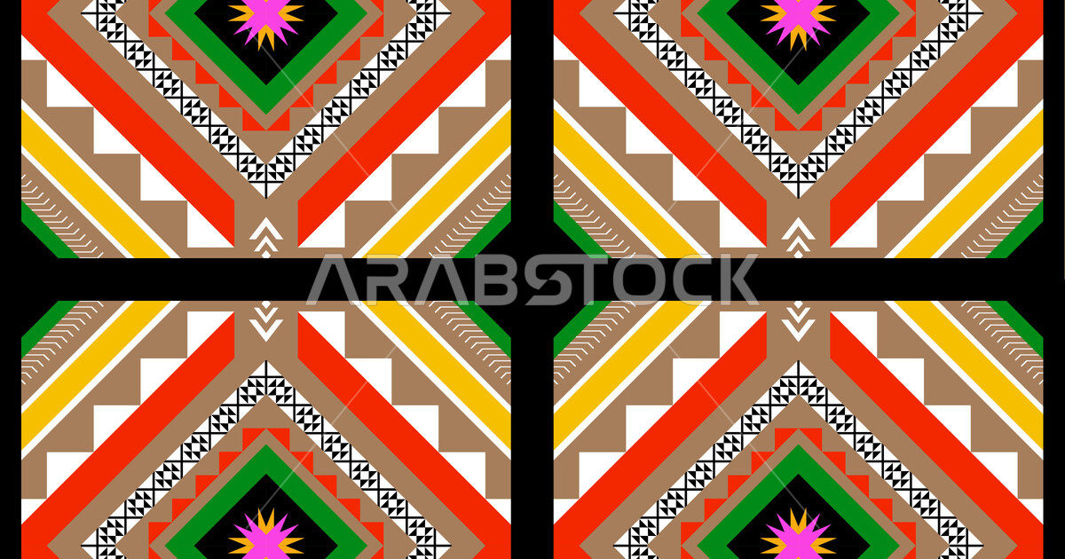 فنون حرفيه تراثيه تقليدية، التصاميم السعودية للنقوش العربيه الملونة ...