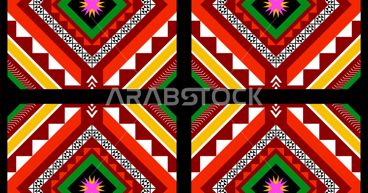 فنون حرفيه تراثيه تقليدية، التصاميم السعودية للنقوش العربيه الملونة ...