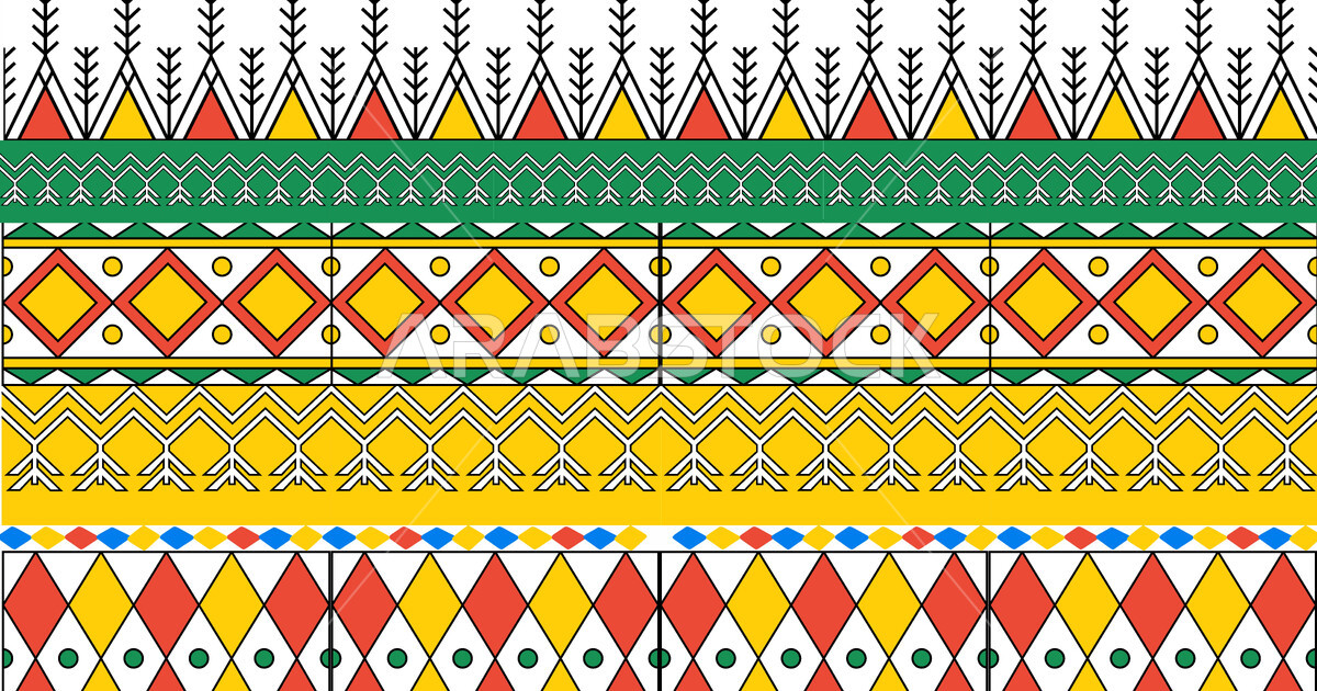 Colorful Asiri cat designs, traditional heritage crafts, Gulf design ...