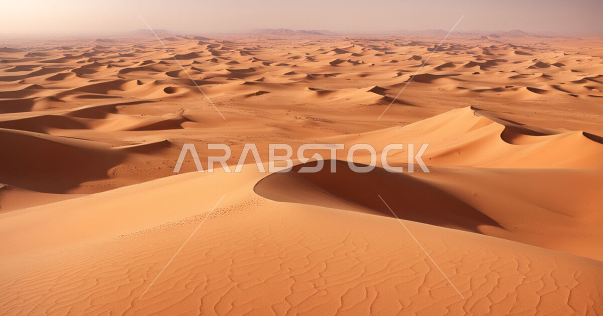 Formations and formations of golden sand in the desert of the Arabian ...