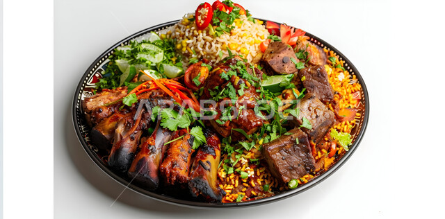 Traditional Arabic food and dishes, oriental restaurant food ...