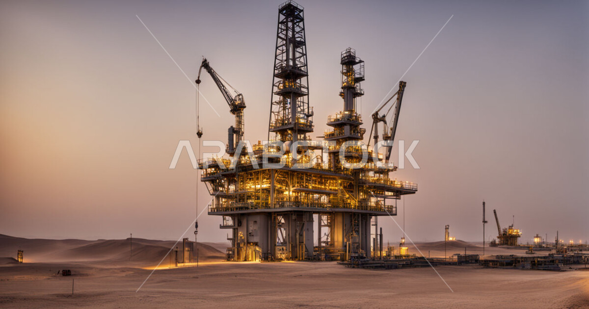 Extraction and export of underground resources, drilling rig for oil exploration in desert areas ...