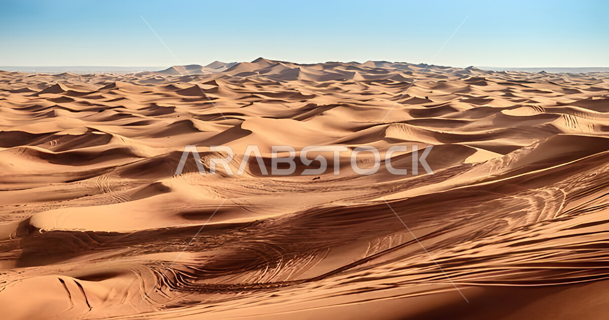 Desert areas and desert environment during the day, sandy mountain ...