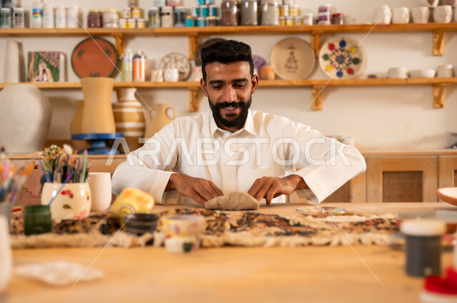 Saudi National Day September 23, Handicrafts, Young Saudi Gulf Arab ...