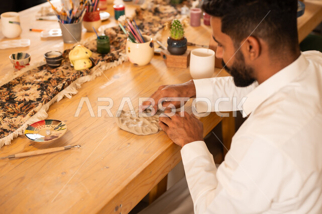 Saudi National Day September 23, Handicrafts, Young Saudi Gulf Arab ...
