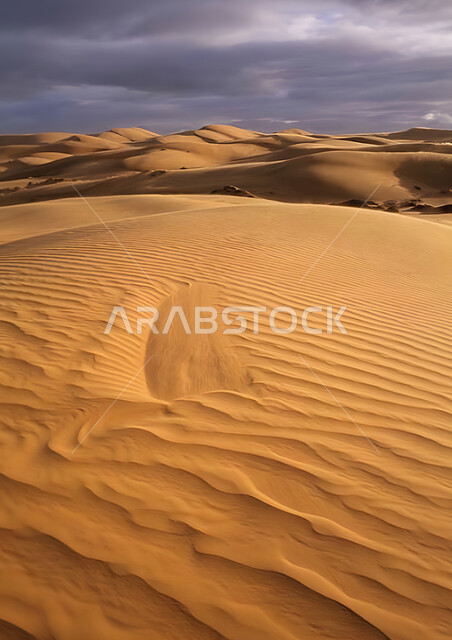Desert areas and desert environment during the day, sandy mountain heights and peaks in the ...