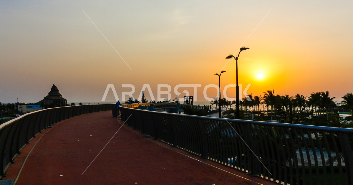 Cityscape of the old Corniche of the Jeddah Sea overlooking the Red Sea ...