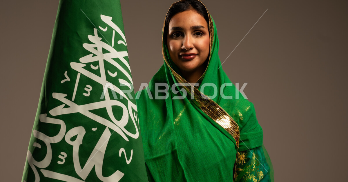 Participating in national holidays, Saudi National Day, portrait of a ...