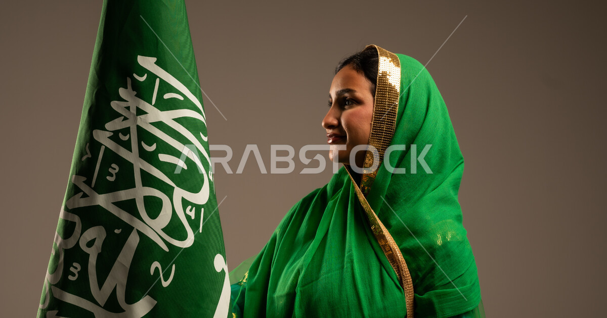 Participating in national holidays, Saudi National Day, portrait of a ...