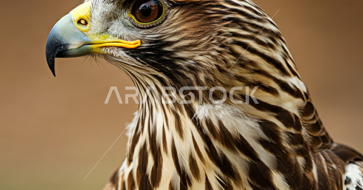 Symbol of strength, challenge and sharp eyesight, close-up side view of ...