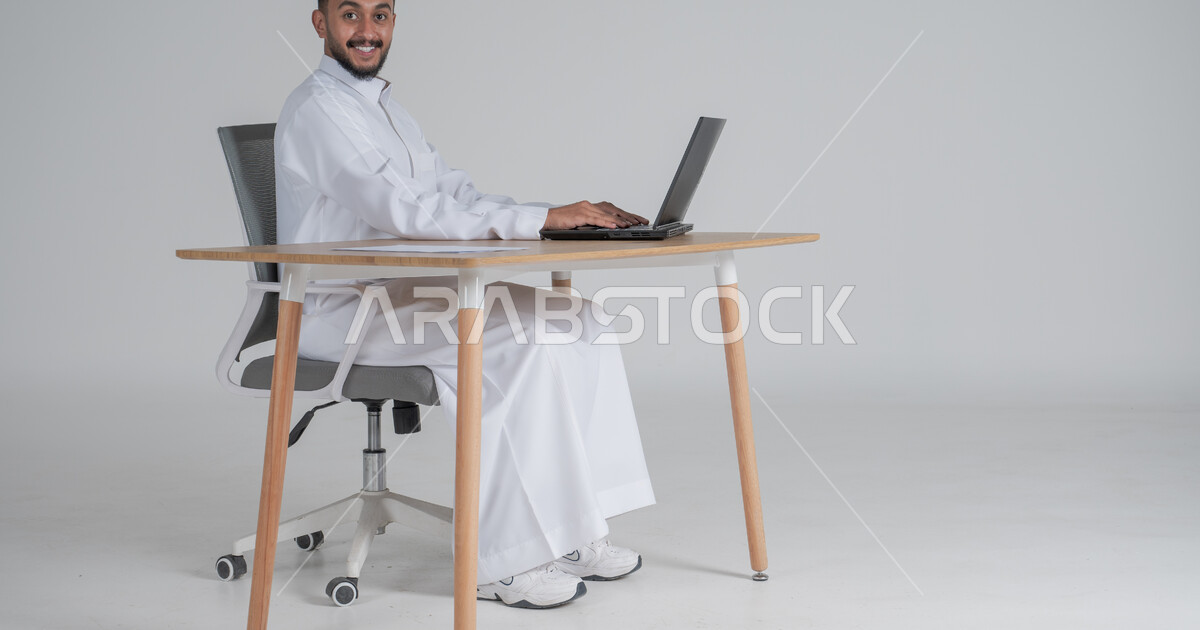 Using modern and advanced technologies, portrait of a young Saudi ...