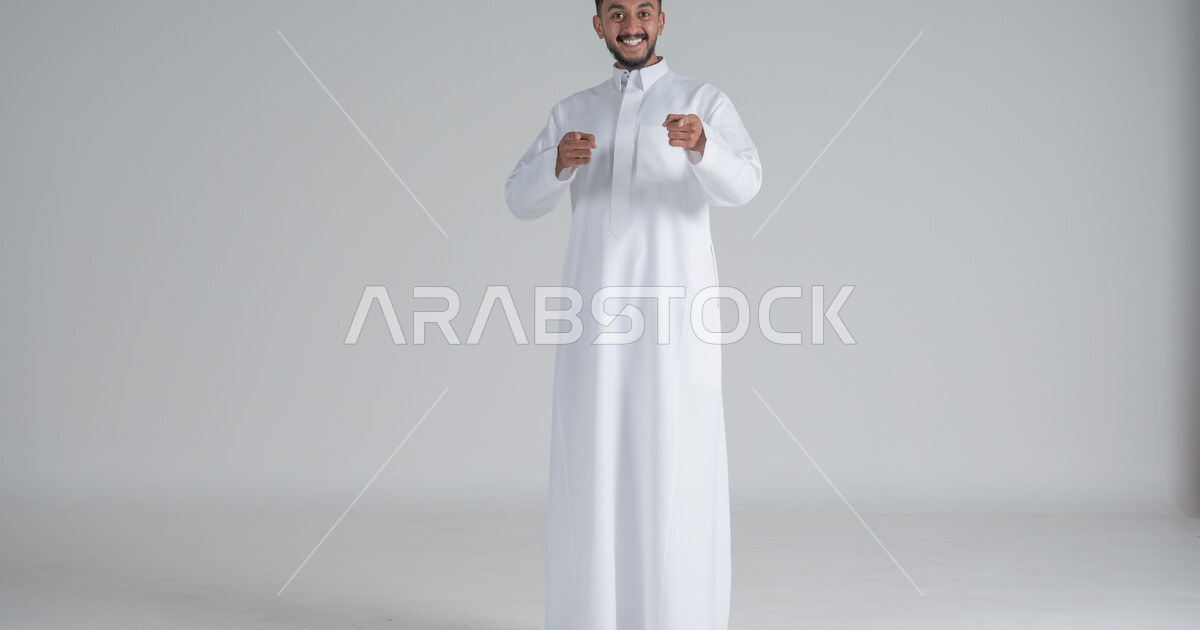 Looking at the camera with mocking and sarcastic gestures, portrait of ...