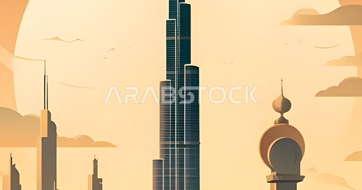 Burj Khalifa in Dubai, architectural art of towers and skyscrapers ...
