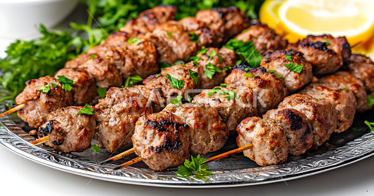 A table full of grilled meats, a table decorated with a variety of ...