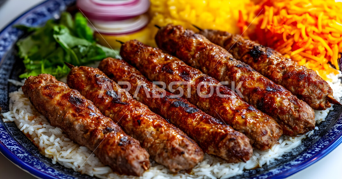 A table full of grilled meats, a table decorated with a variety of ...