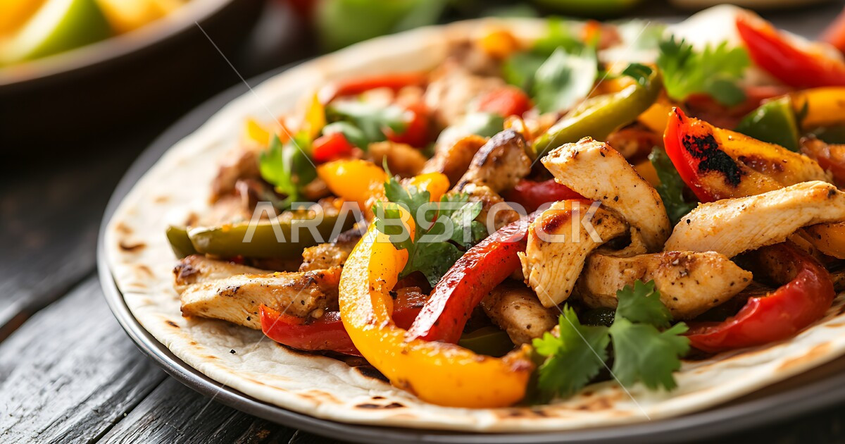 Healthy Chicken Fajita with Arabic Bread, a meal with high nutritional ...