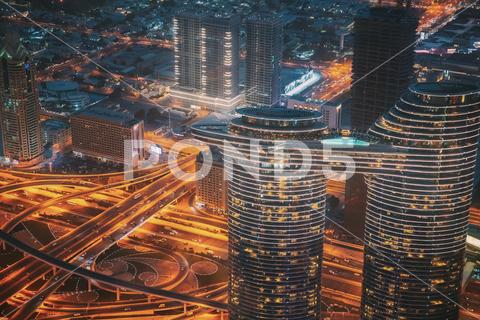 Aerial Bird's-eye View Of Dubai Cityscape Skyline. Night Traffic - Photo #259100 - Stock Photos ...