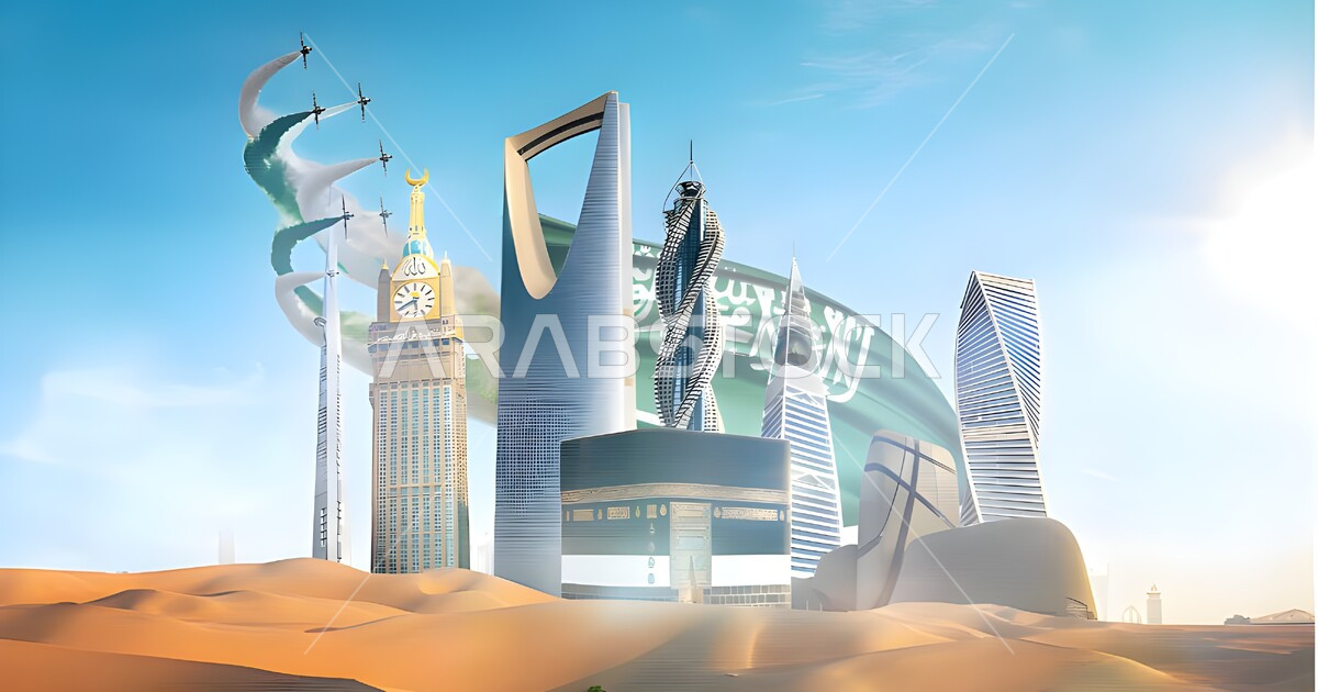 Architectural art of towers, skyscrapers and religious places in Saudi ...