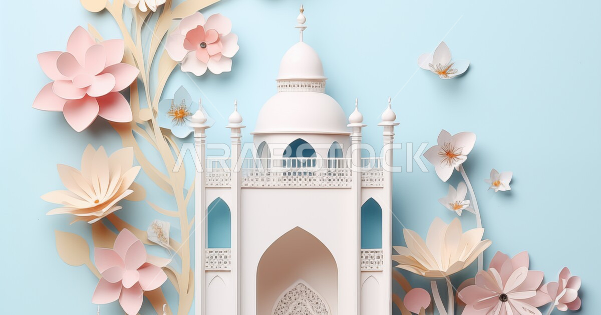 A card congratulating Muslims on the arrival of Eid, luxurious Islamic ...