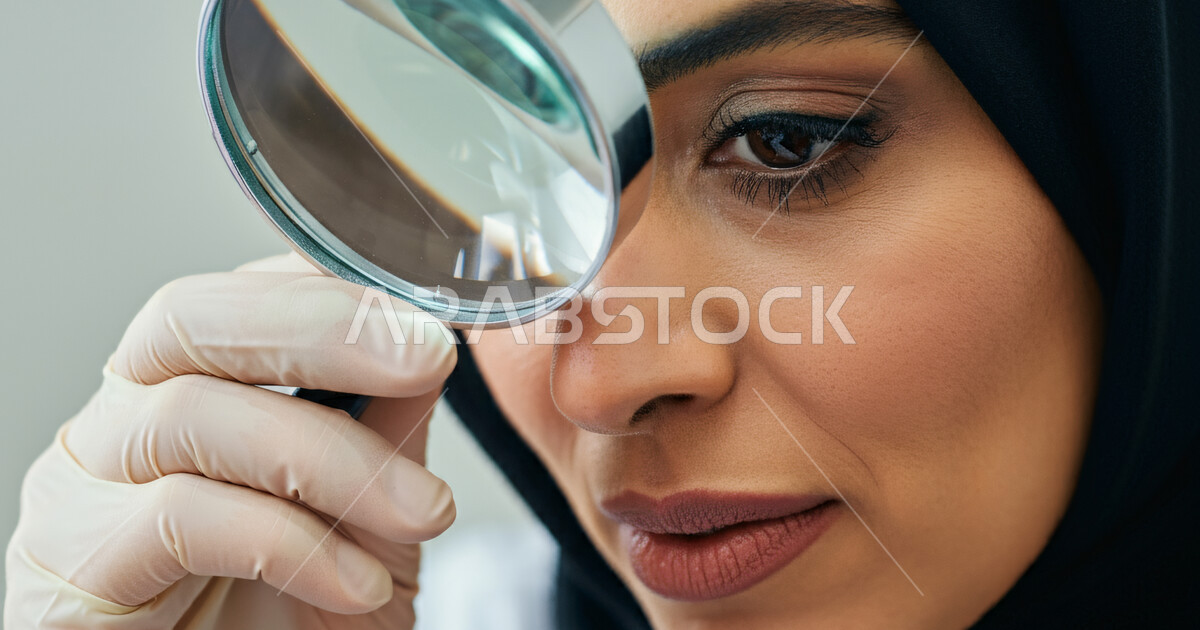 Concept of exploration, examination and image clarification, close-up ...