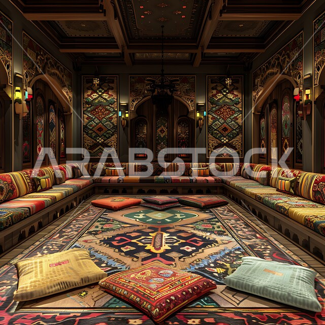 Hand-embroidered colorful textiles and cushions, Saudi heritage design ...