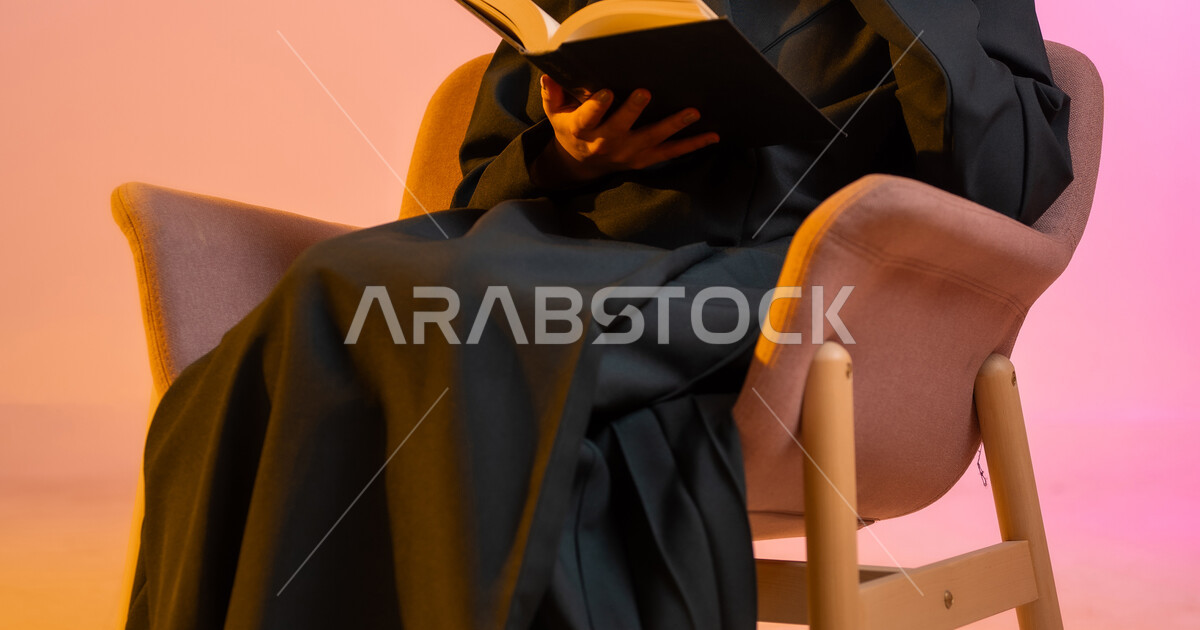 Practicing the hobby of reading, the concept of passion for reading, a ...