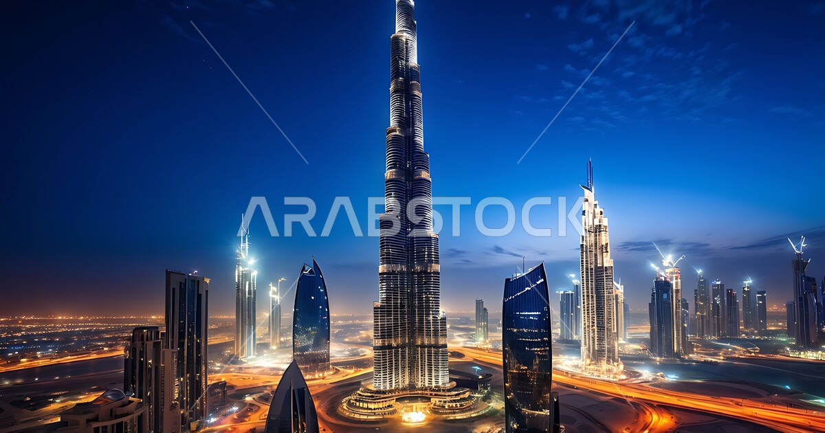 The urban growth and development of infrastructure, the towers and ...