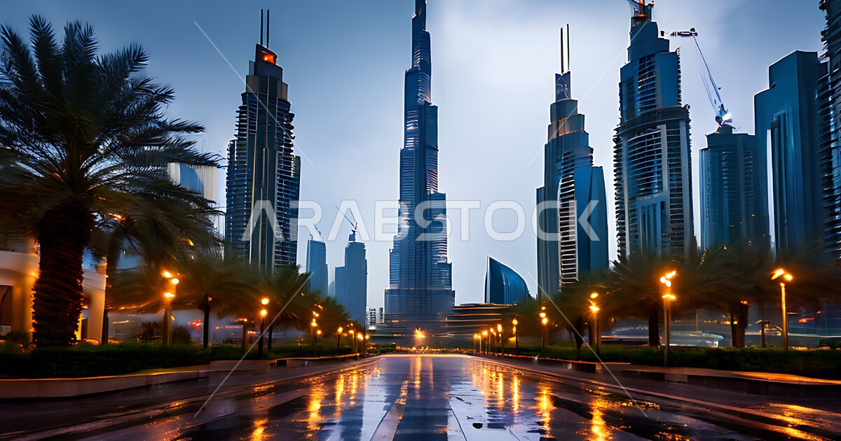 The urban growth and development of infrastructure, the towers and ...