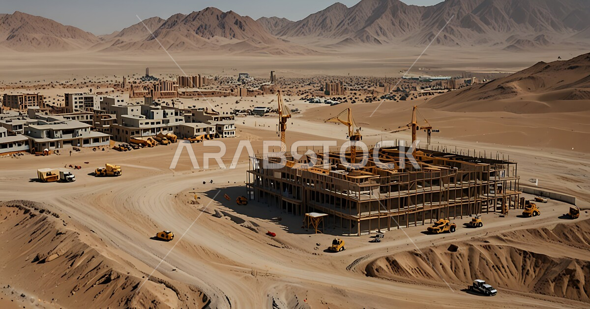 Construction work, pouring concrete and laying foundations, a ...