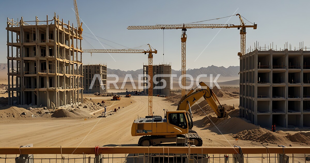 A building under construction in the Kingdom of Saudi Arabia, a ...