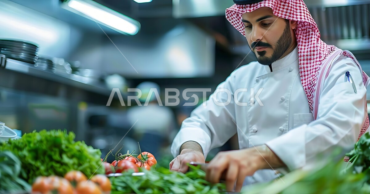 Culinary arts and food presentation skills, a close-up of a Saudi ...