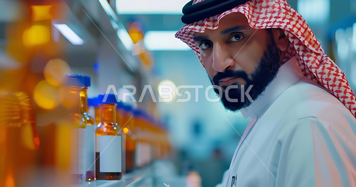 Chemical and bio-industrial laboratories, a Saudi Arabian Gulf man ...