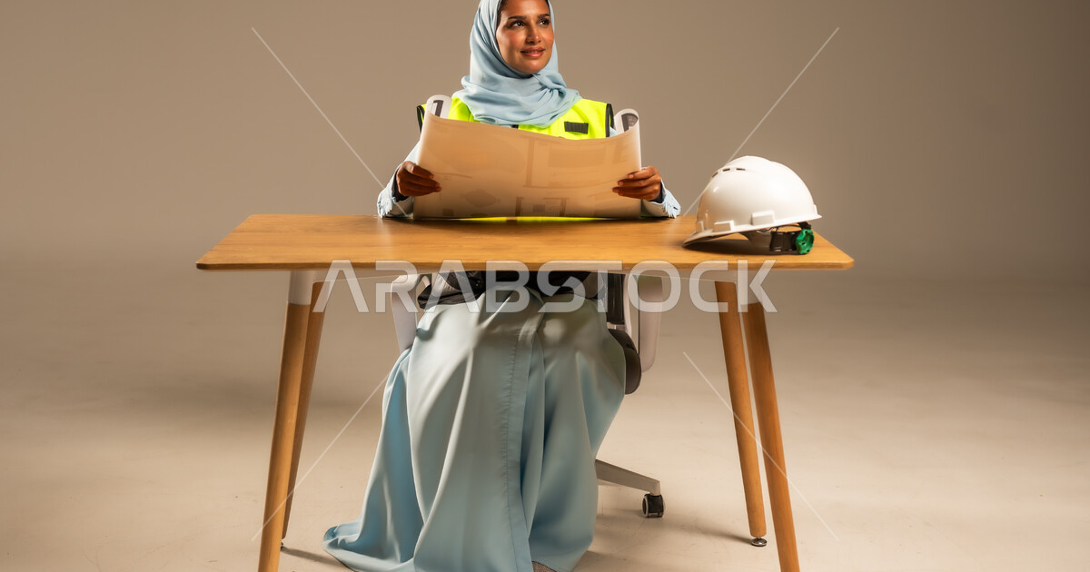 Concept of engineering and architectural construction, portrait of a ...