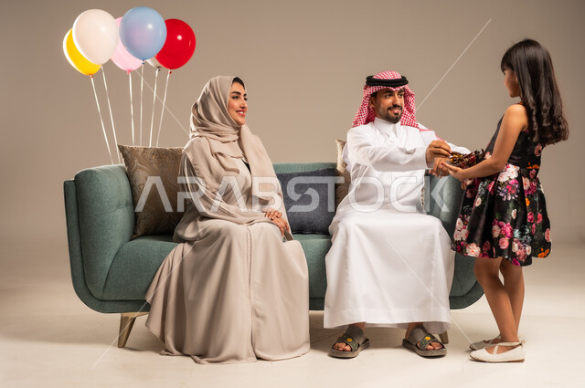 Family gatherings and celebrations, portrait of a Saudi Arabian Gulf ...
