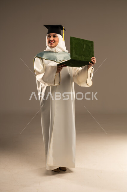 Celebrating success, importance of university study, gestures of joy ...