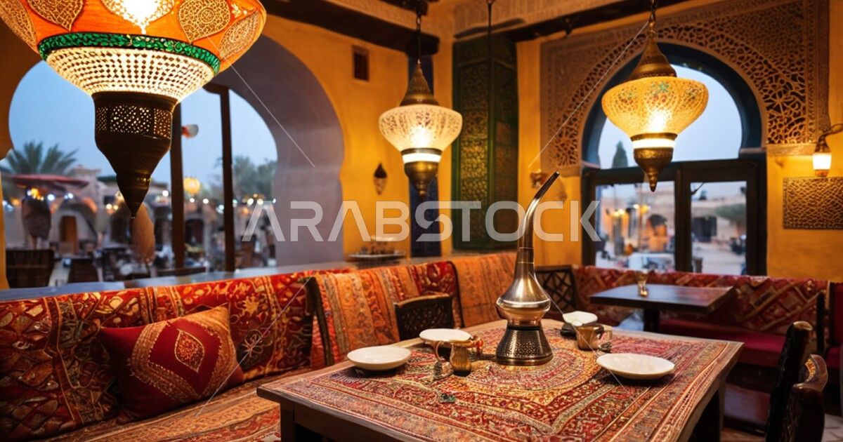 Traditional living room interiors, traditional Arabic diwan with ...