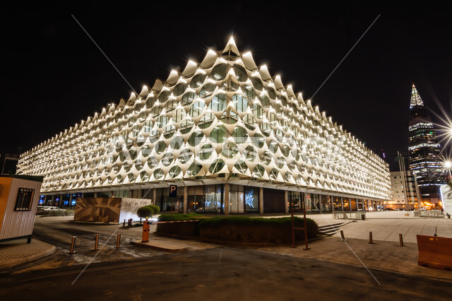 The exterior architectural engineering of King Fahd Library in Riyadh ...