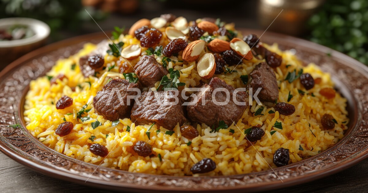 فنون تقديم الطعام في مطاعم المأكولات التقليدية الشرقية، طبق من أرز ...