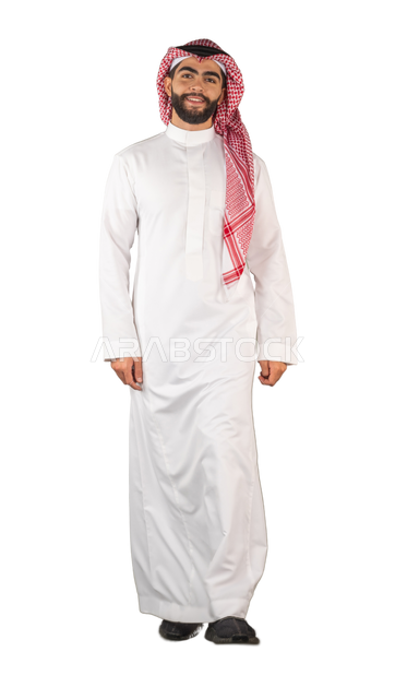 Portrait of a handsome Saudi Arabian Gulf man in traditional Saudi ...