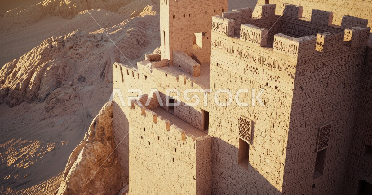 Heritage fort in an archaeological tourist site in the Kingdom of Saudi ...