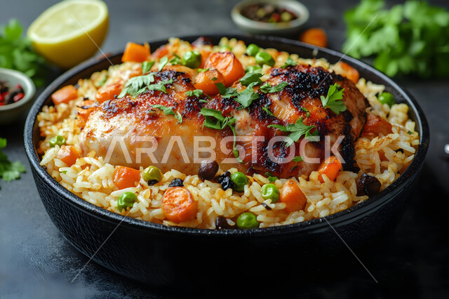 Traditional Saudi Arabian food and dishes, the art of serving food in ...