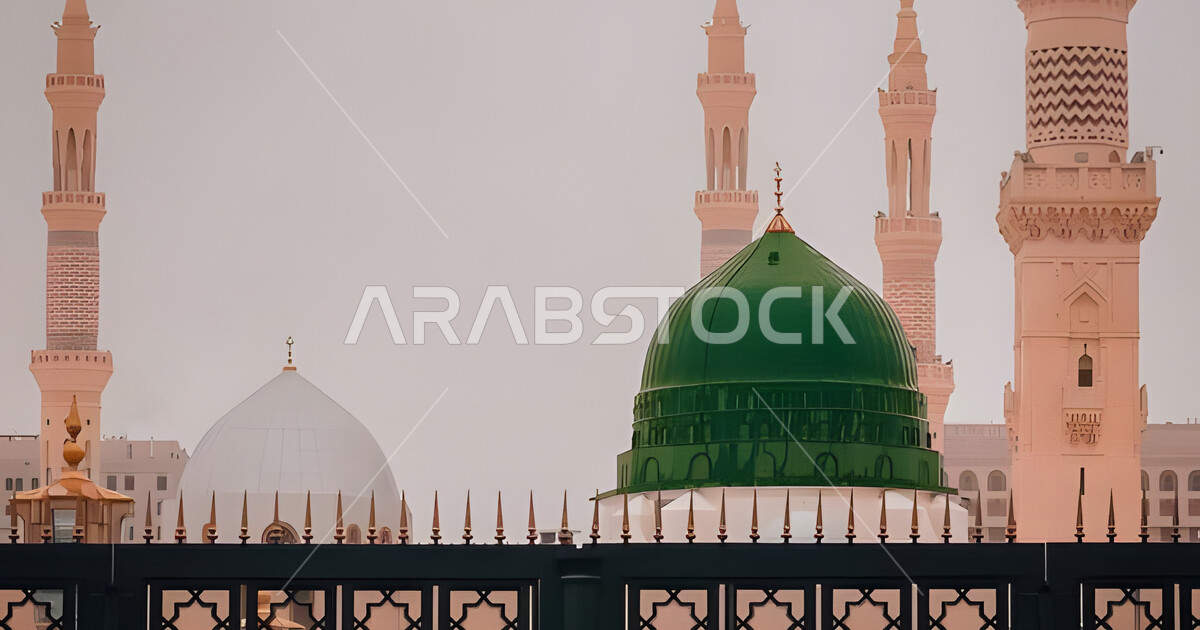 The Prophet's Mosque in Medina, Saudi Arabia, Islamic holy places ...